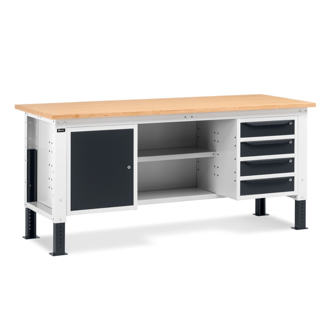 Workbench with 1 cabinet with 4 drawers | Mayermoover
